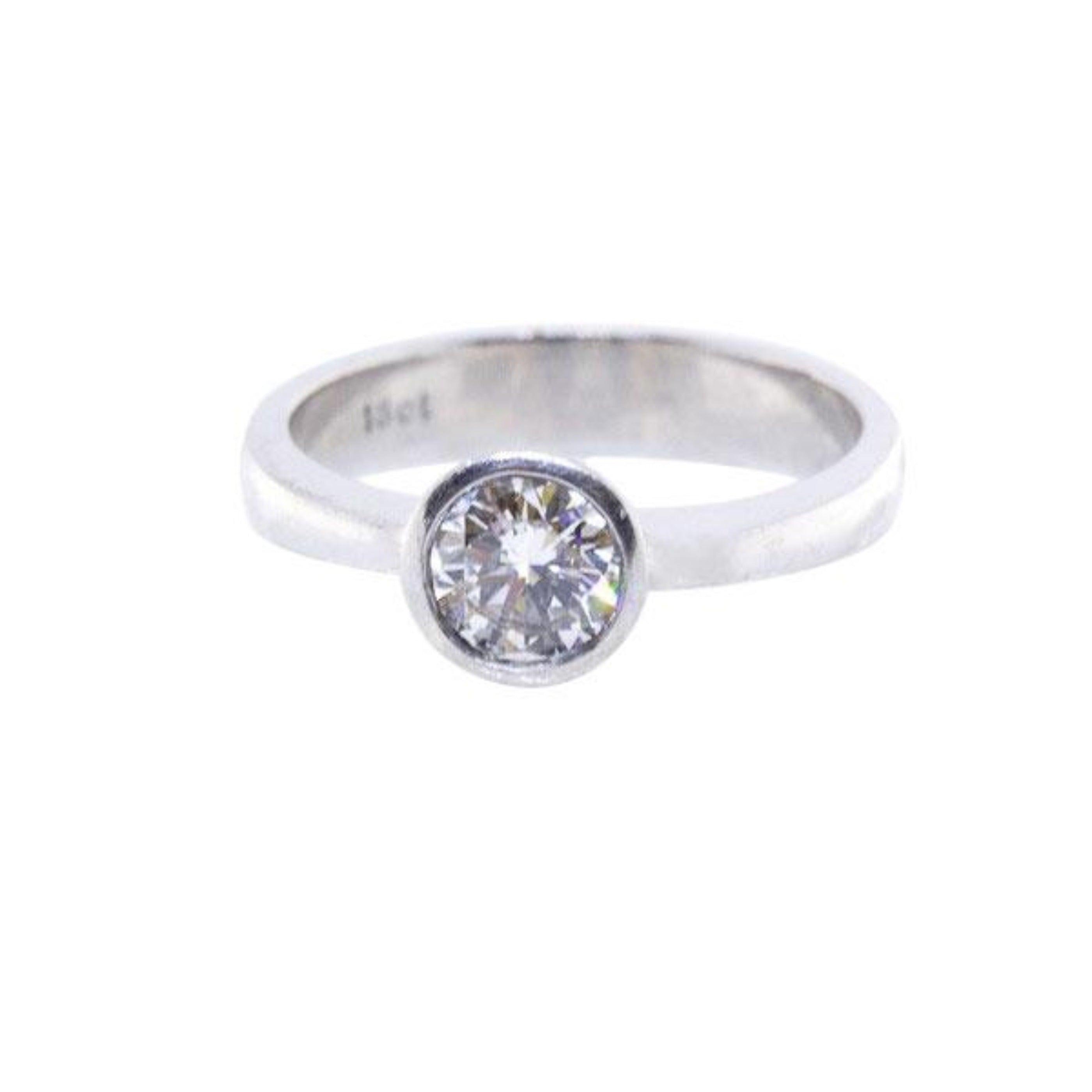 White Gold Tube Setting Diamond Engagement Ring