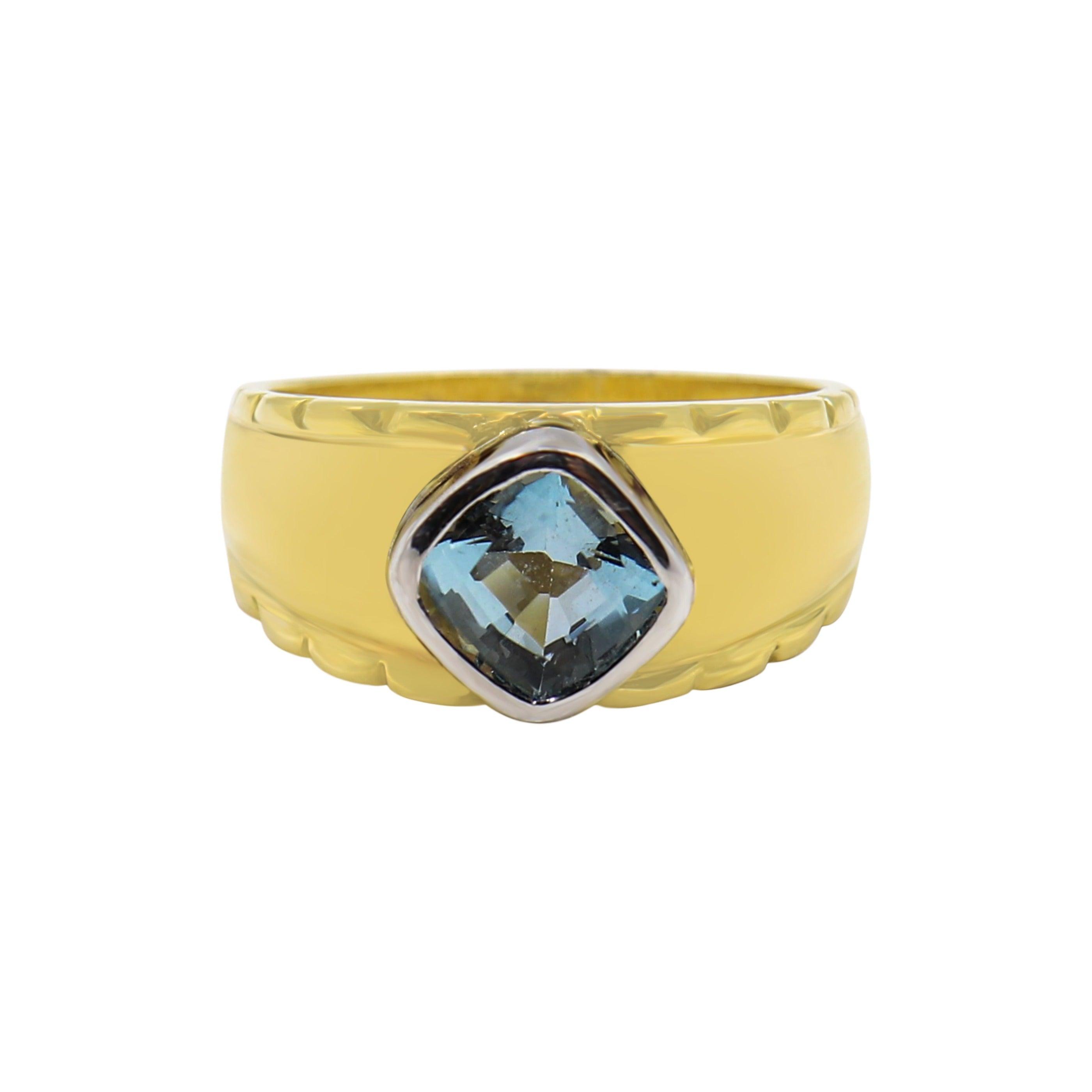 Aquamarine Gemstone set in Yellow Gold Ring