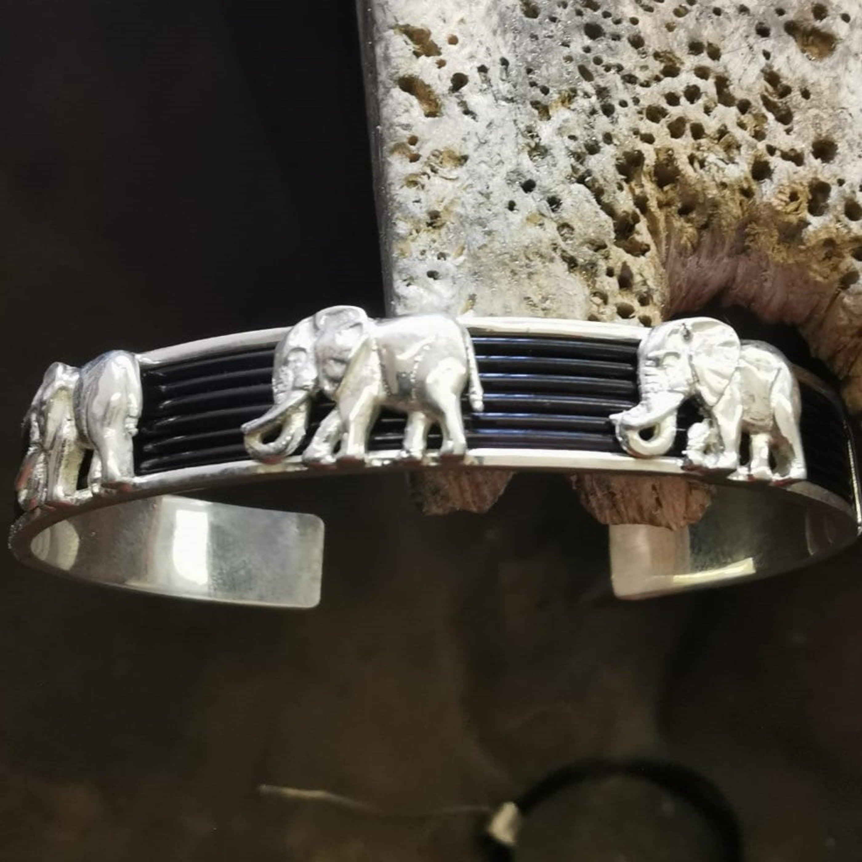 Elephant Hair Bangle With Walking Elephants- Cape Diamond Exchange ...