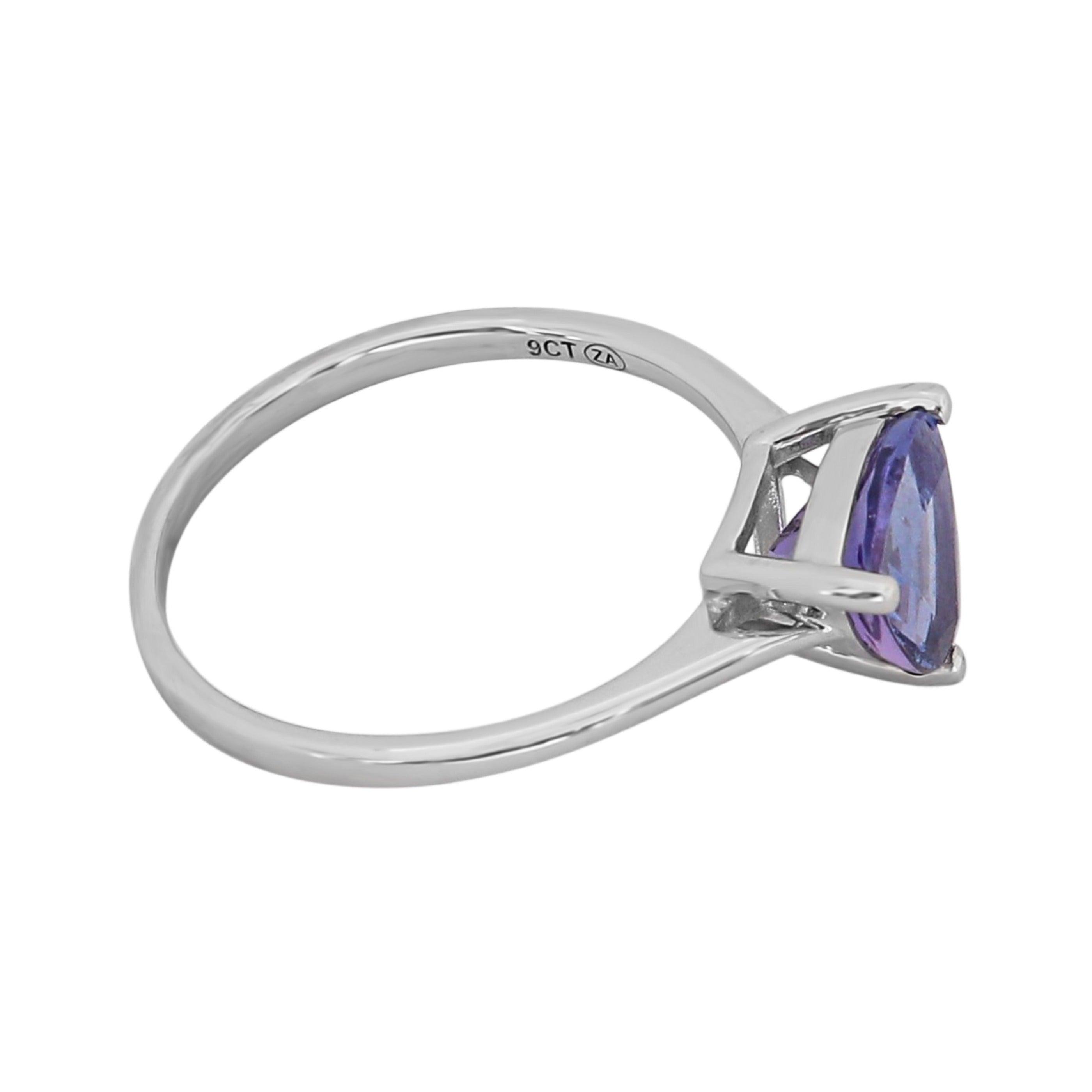 White Gold Trillion Tanzanite Ring