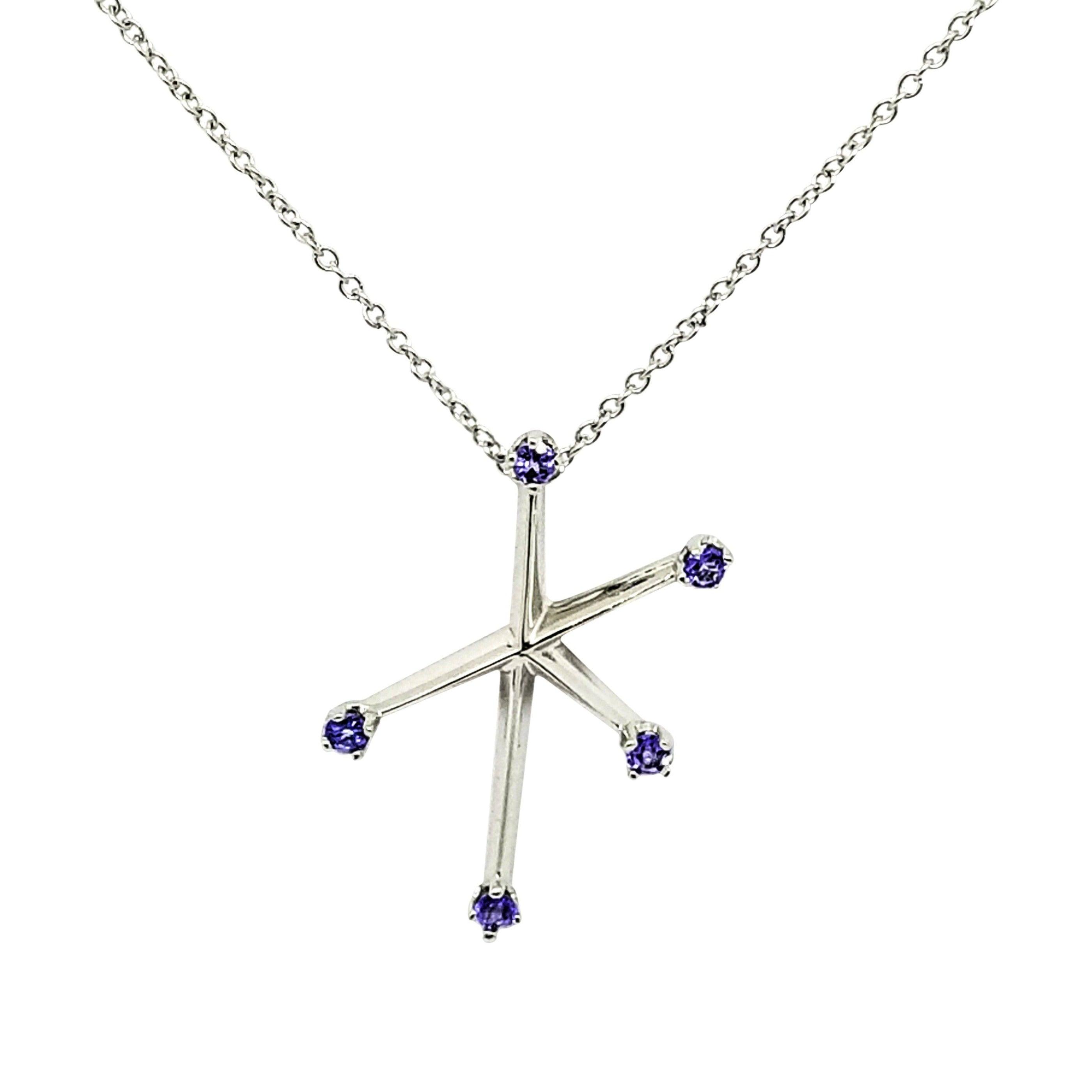 White Gold Southern Star Cross with Tanzanite stones