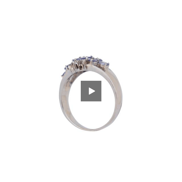 White Gold Tanzanite and Diamond Cluster Ring